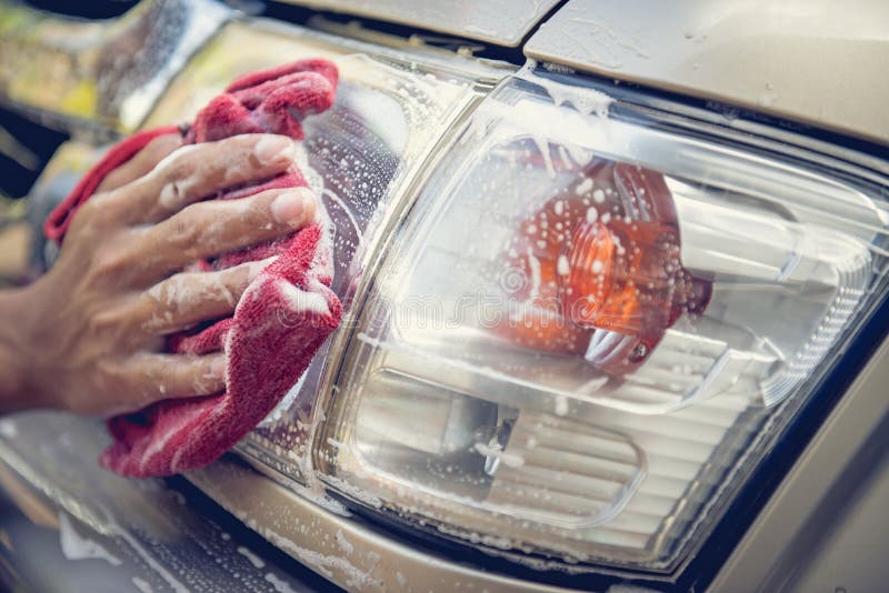 Washing a Soapy Bronze Car with a Cloth Stock Photo - Image of garage ...