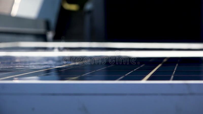 Man Washing Solar Panels with Water. Fast Motion .Solar Panel ...