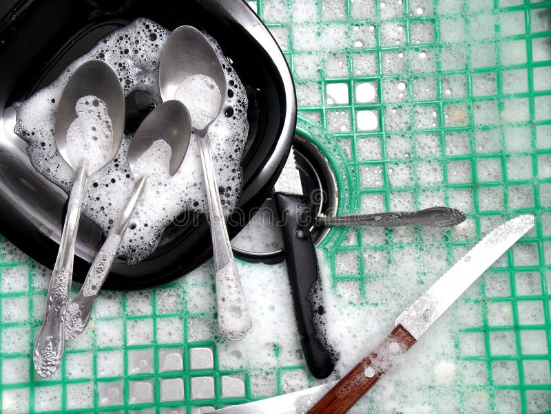 Washing Spoons and Knife. Cutlery Concept Stock Image - Image of ...