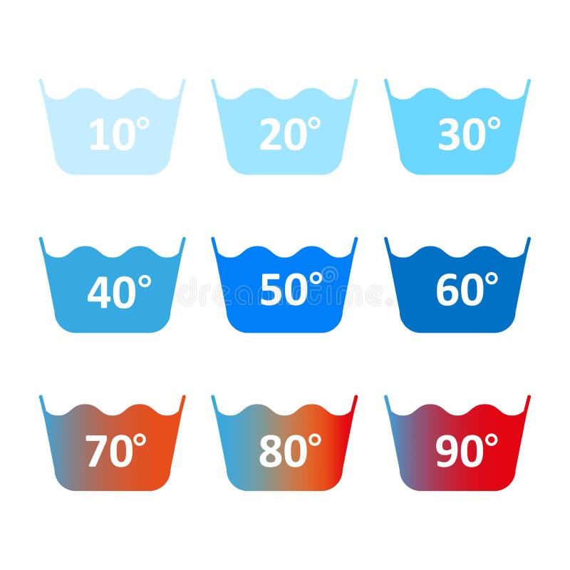 Washing Temperature Icons. Washing at Different Temperatures. Vector ...