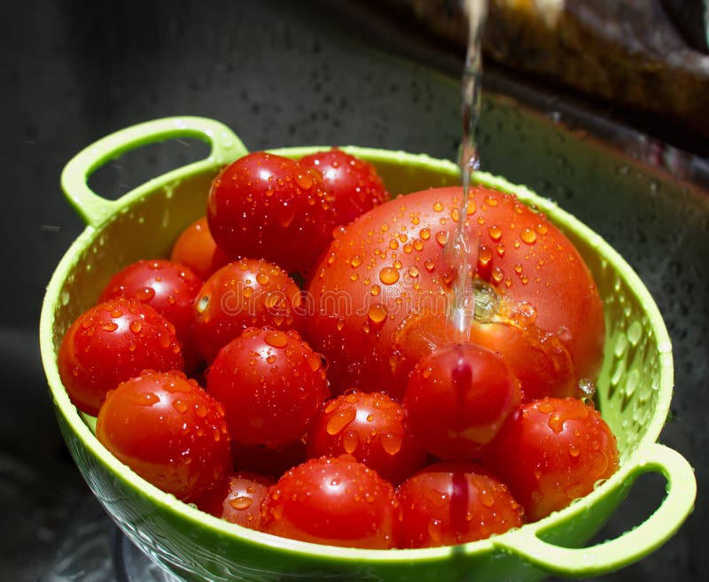 Washing tomatoes stock image. Image of clean, washing - 32392309