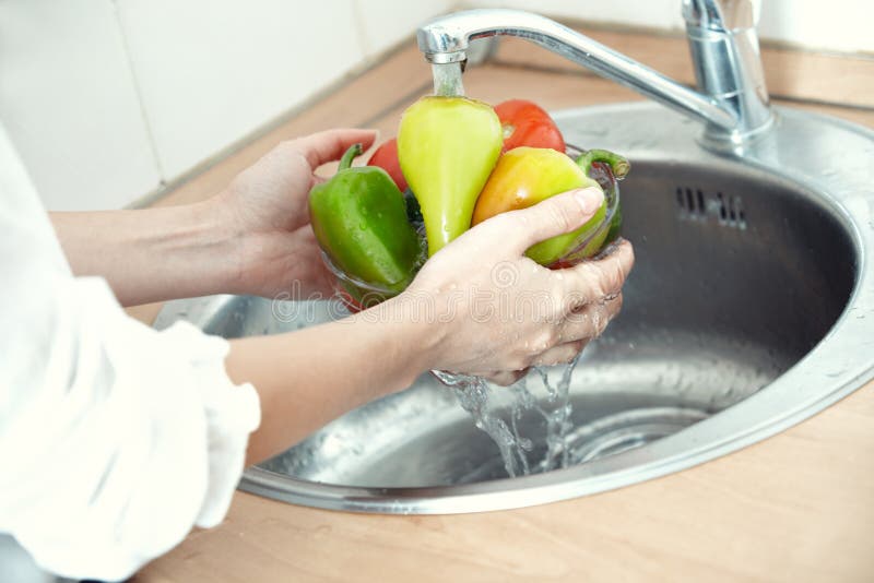 Washing vegetables stock photo. Image of housewife, domestic - 27494794