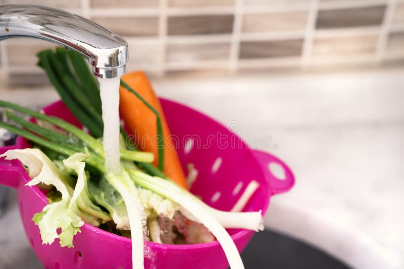 Washing Vegetables with Plenty of Water Stock Image - Image of closeup ...