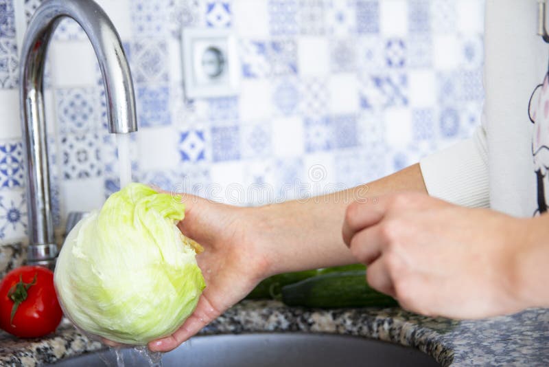 Washing Vegetables Process before Cook Stock Photo - Image of healthy ...