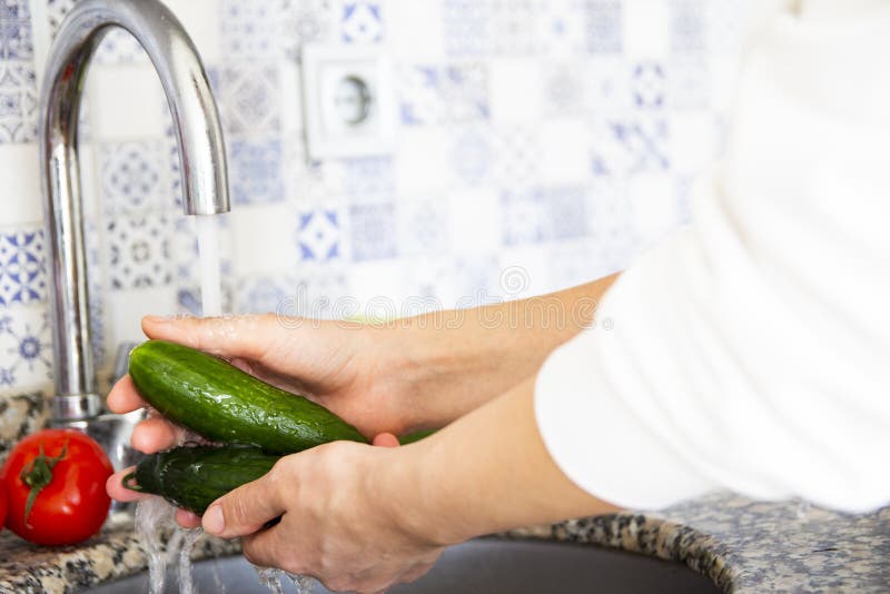 Washing Vegetables Process before Cook Stock Photo - Image of green ...