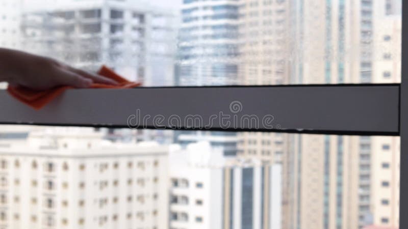 Washing Windows. Home Cleanliness Care. Soap Solution is Splashed on ...