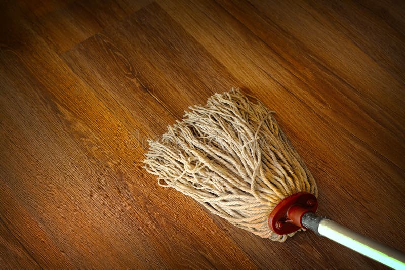 Washing the Wood Floor with an Old Mop Stock Photo - Image of beige ...