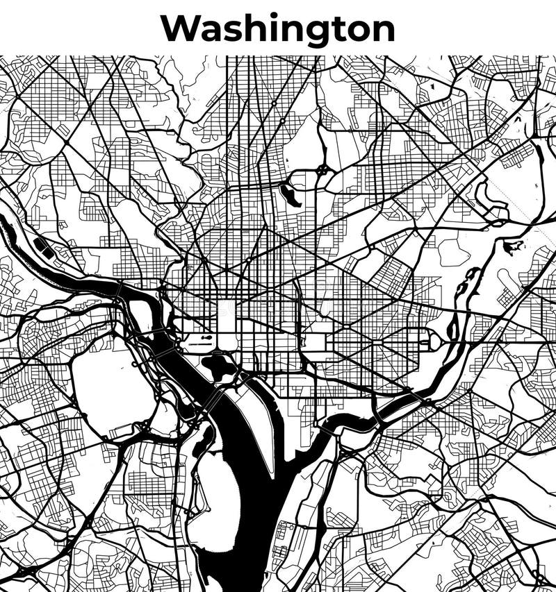 Washington City Map, Cartography Map, Street Layout Map Stock Vector ...