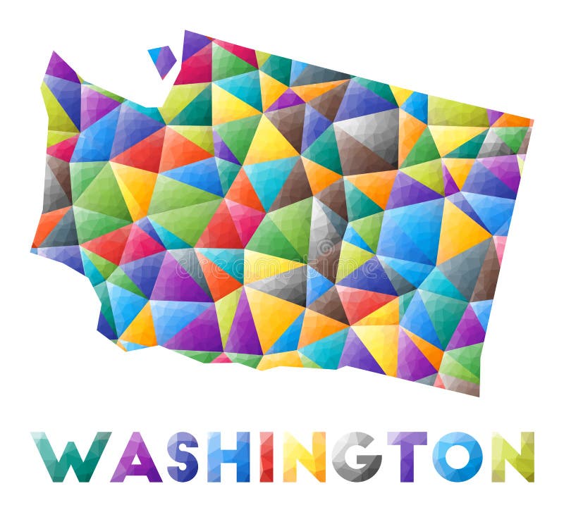 Washington - Colorful Low Poly Us State Shape. Stock Vector ...