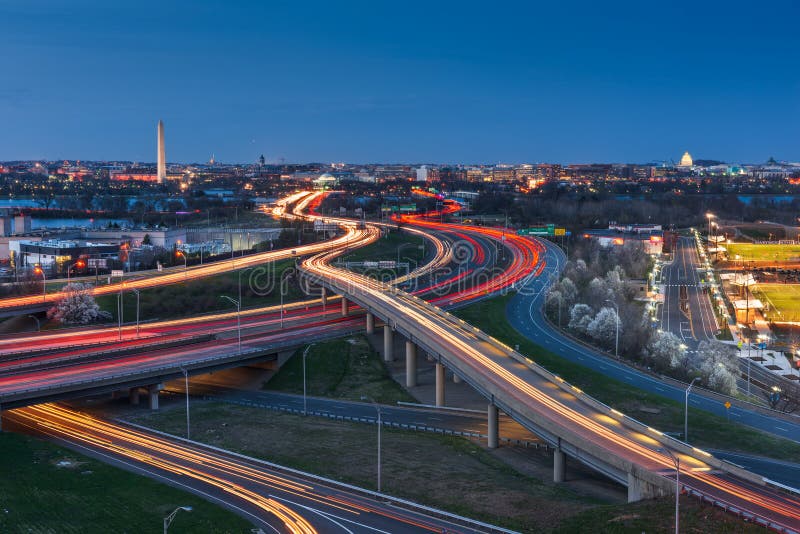 Washington DC Monuments on the Potomac Stock Photo - Image of landmark ...