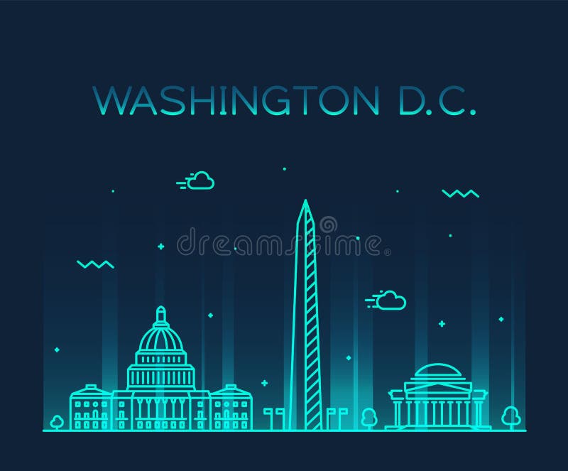 Washington D. C. USA Vector Linear Art Style City Stock Vector ...