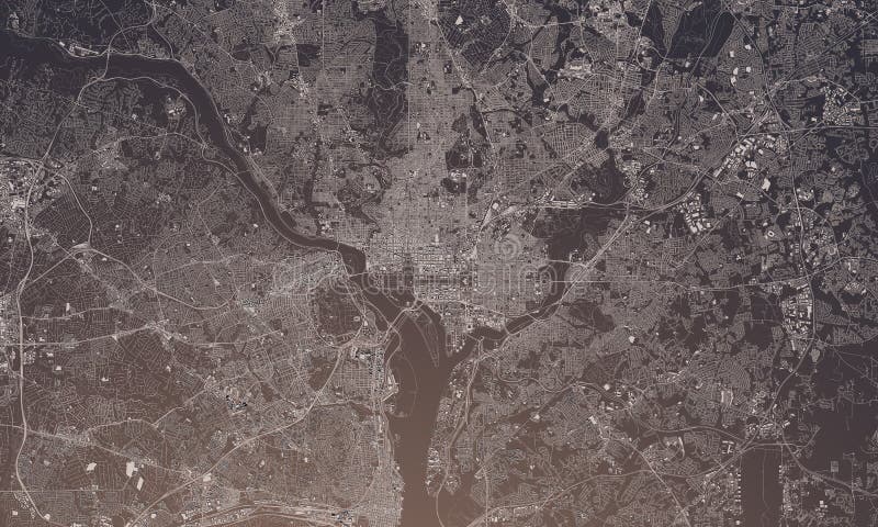Washington DC City Map 3D Rendering. Aerial Satellite View. Stock ...