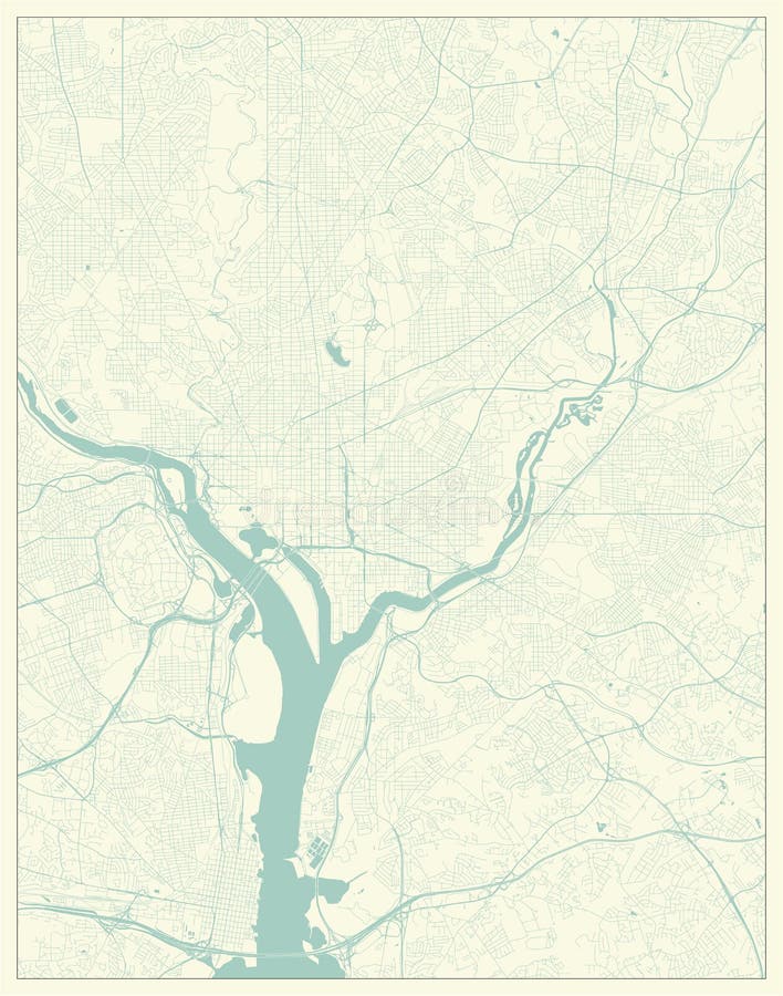 Washington DC USA Map in Retro Style. Stock Vector - Illustration of ...