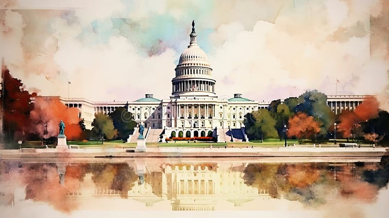 Washington DC Illustration - Made with Generative AI Tools Stock Image ...
