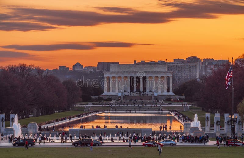 Washington DC, Lincoln Memorial after Sunset Stock Image - Image of ...