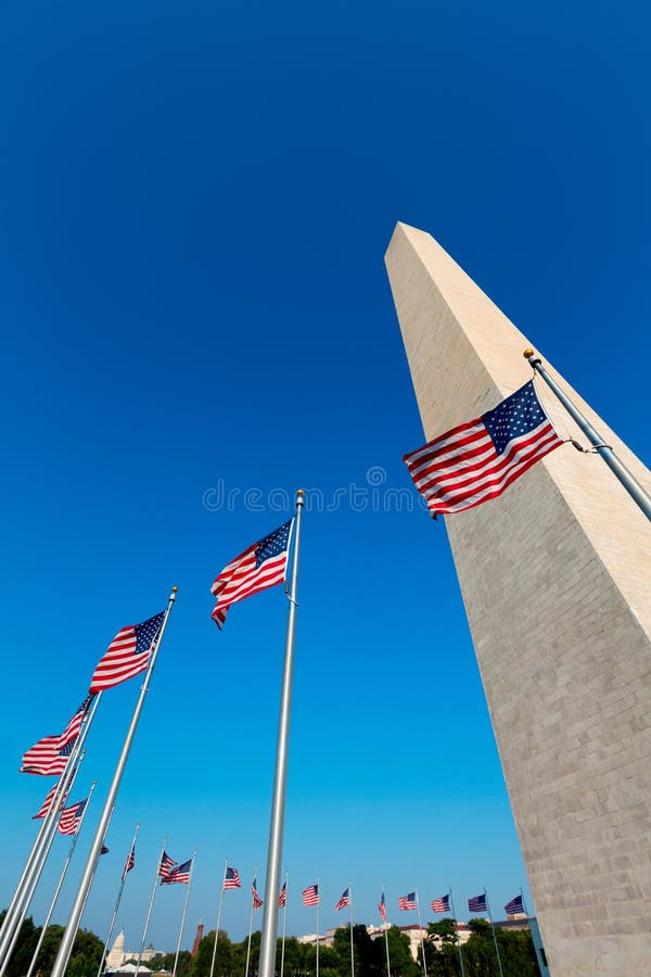 Washington DC Monument and American Flags US Stock Photo - Image of ...