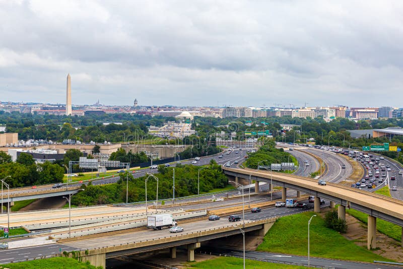 Washington DC . the Washington Monument a with Congested Highways in ...