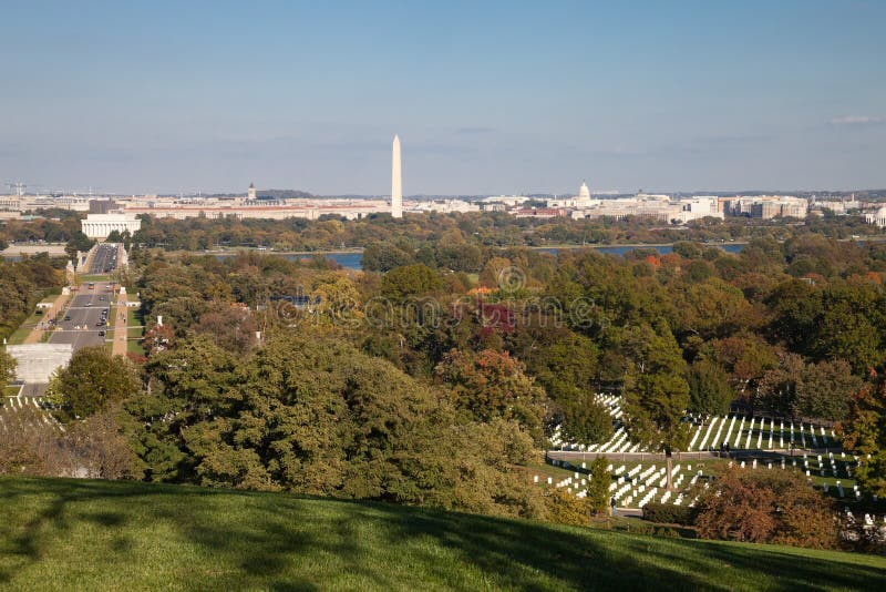 Washington DC Panorama - Aerial View of Arlington Hill Stock Photo ...