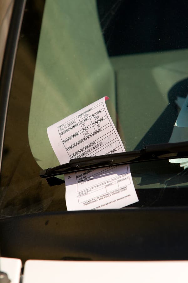 Close-up of Parking Ticket on Car`s Windshield Stock Photo - Image of ...