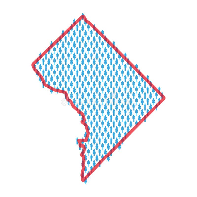 Washington DC Population Map. Stick Figures People Map. Pattern of Men ...