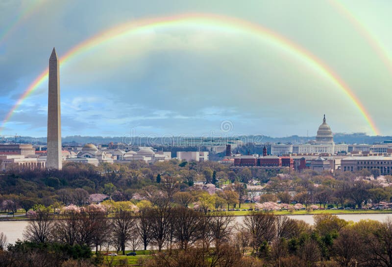 Huge Rainbow Over Washington, DC, USA Stock Photo - Image of lgbtq ...
