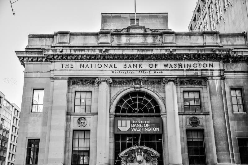 Washington DC, USA. View of the National Bank of Washington in Black ...
