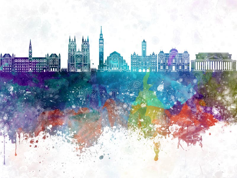 Washington DC V2 Skyline in Watercolor Background Stock Illustration ...