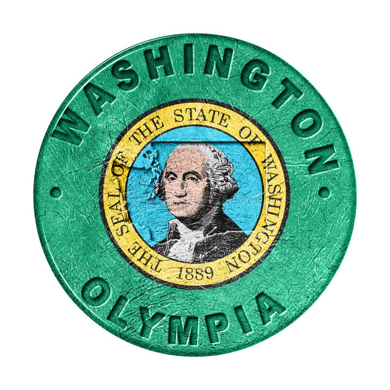 Washington Flag Button with Map Stock Illustration - Illustration of ...