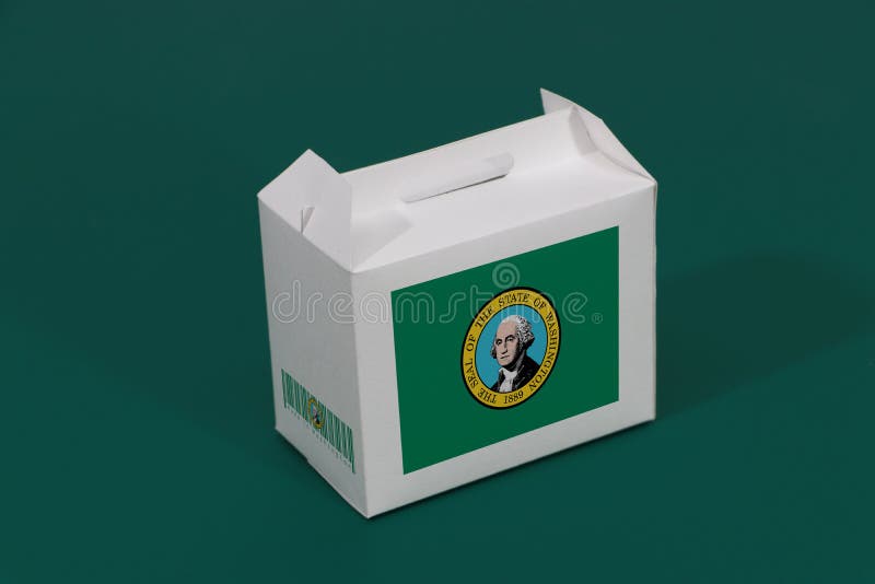 Washington Flag on White Box with Barcode and the Color of State Flag ...