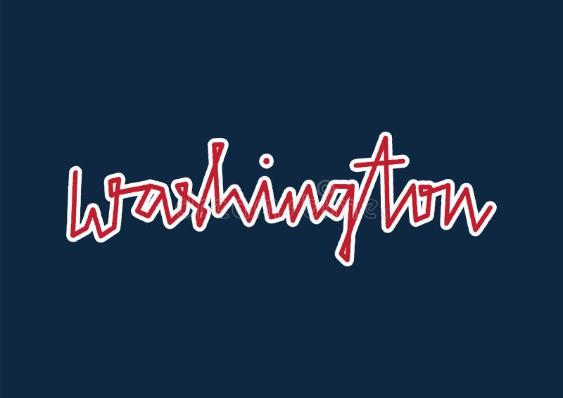 Washington Hand Lettering on Blue Background Stock Vector ...