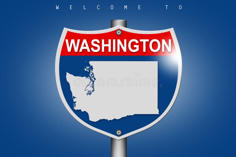 Washington on Highway Road Sign Over Blue Background Stock Illustration ...