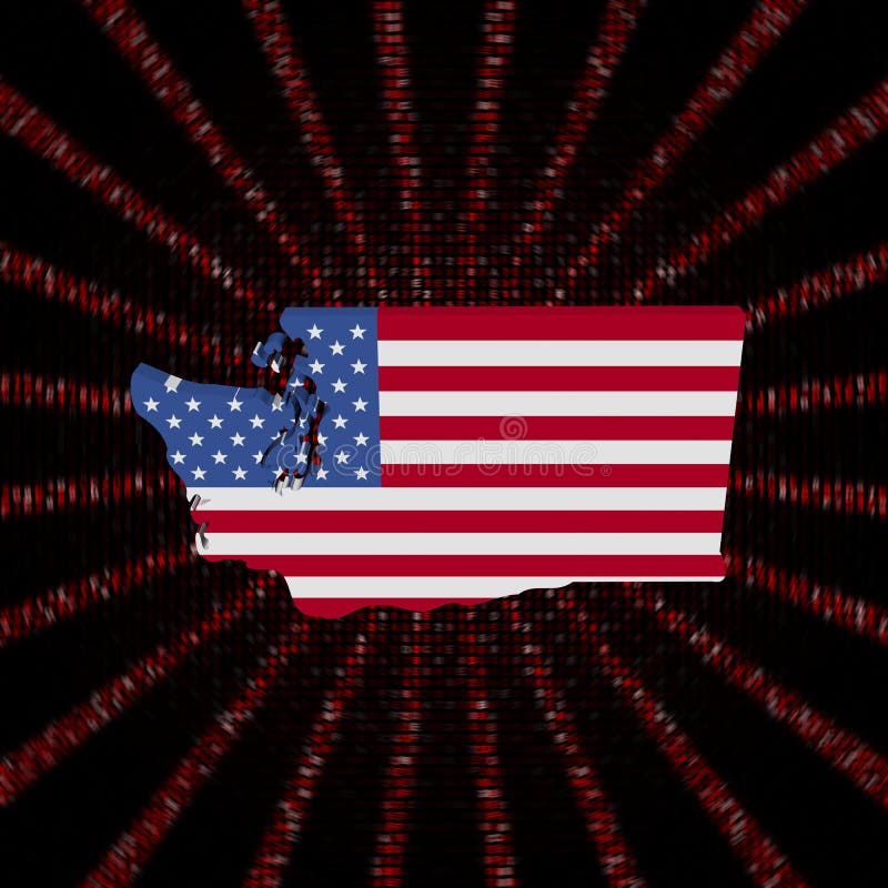 Washington Map Flag on Red Hex Code Burst Illustration Stock ...