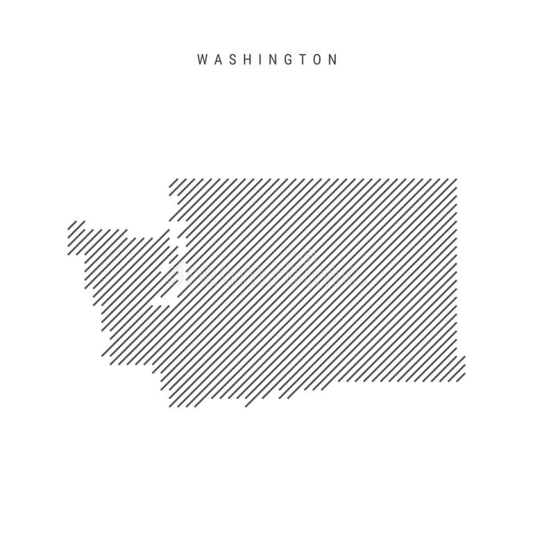 Washington Map from Pattern of Black Slanted Parallel Lines. Flat ...