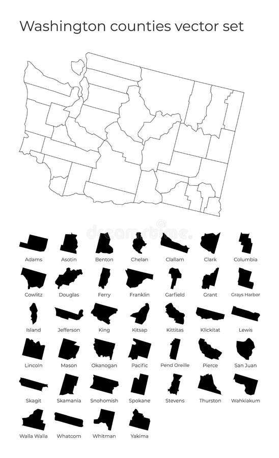 Washington Map with Shapes of Regions. Stock Vector - Illustration of ...