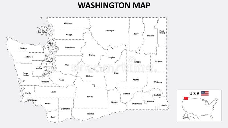 Washington DC Administrative Map. Counties Map of Washington Dc with ...