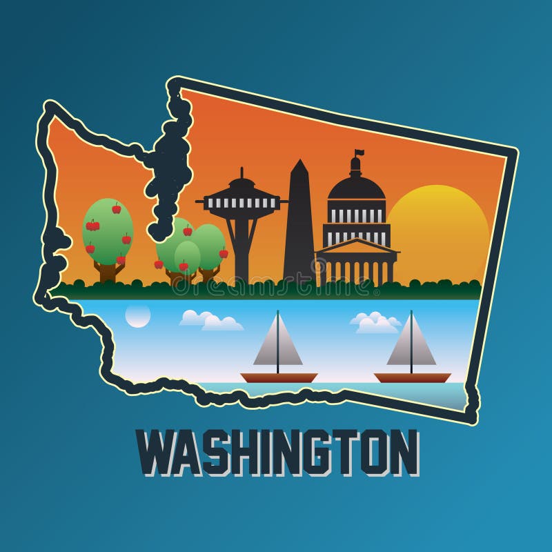 Washington Map. Vector Illustration Decorative Design Stock Image ...