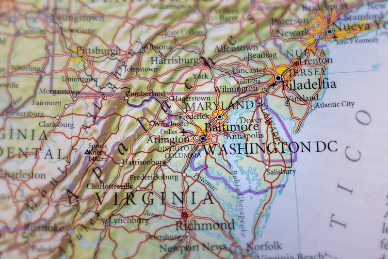 Washington Marked on the Map Stock Photo - Image of place, icon: 258313304