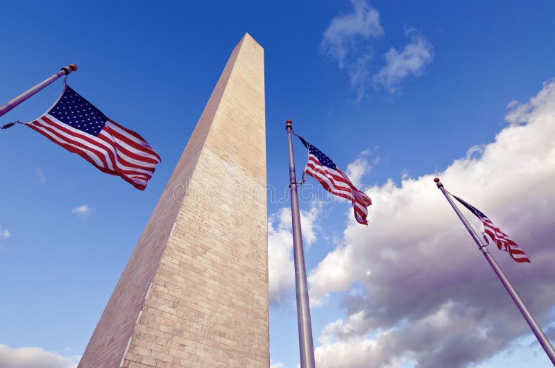 The Washington Monument and American Flags Stock Photo - Image of stars ...