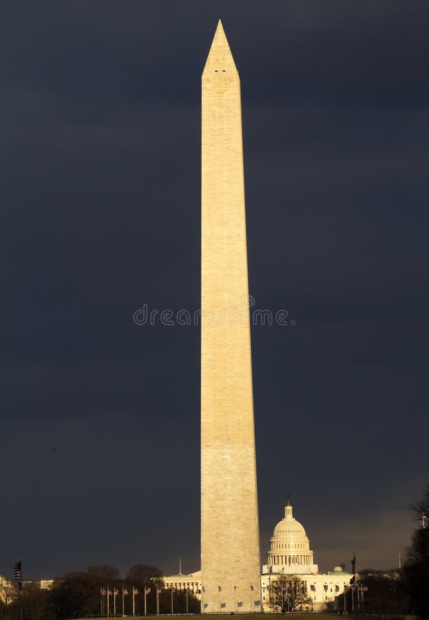 Washington Monument and Capitol Building Aligned Editorial Stock Photo ...