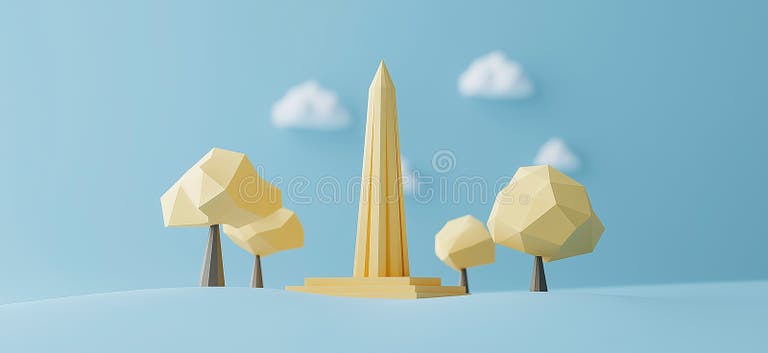 Washington Monument. 3D Rendering of Washington Monument Simple Low ...