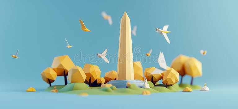 Washington Monument. 3D Rendering of Washington Monument Simple Low ...