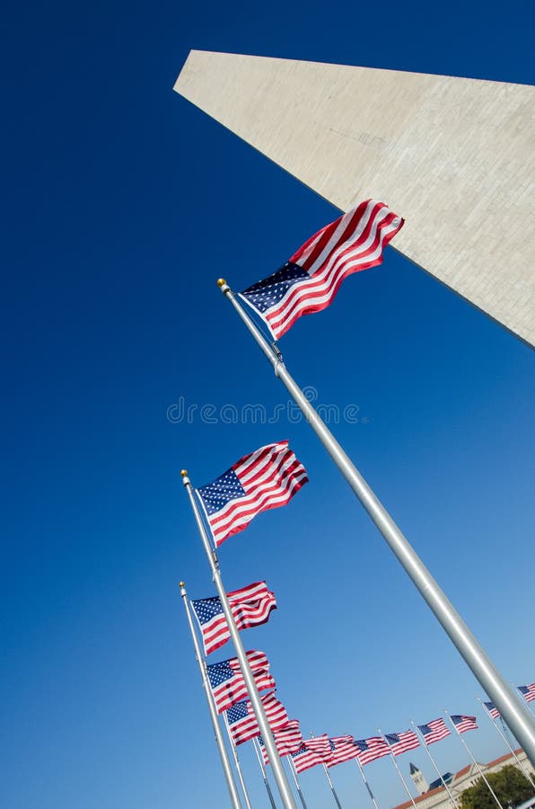 Washington Monument and Flags Editorial Photo - Image of district ...