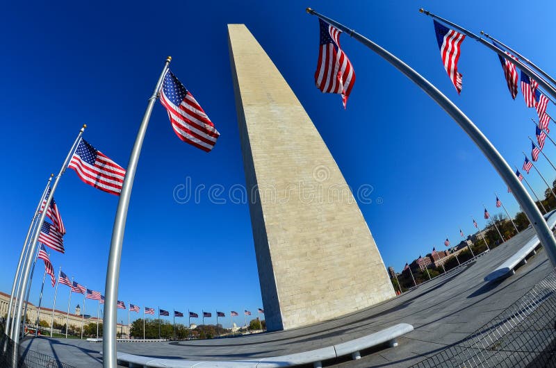 Washington Monument and Flags Stock Photo - Image of columbia, district ...