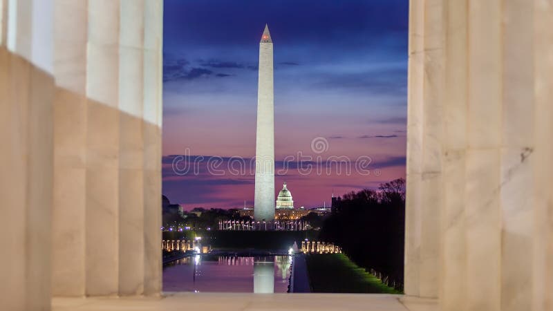 Washington Monument, Mirrored in the Reflecting Pool in Washington, DC ...