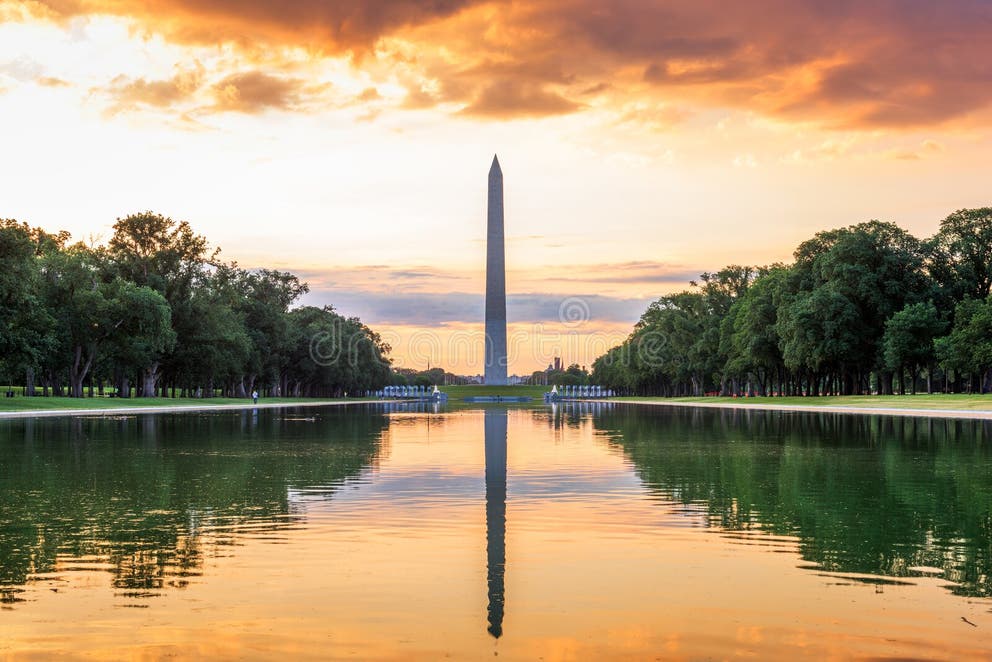 Washington Monument on the Reflecting Pool in Washington, DC, USA Stock ...