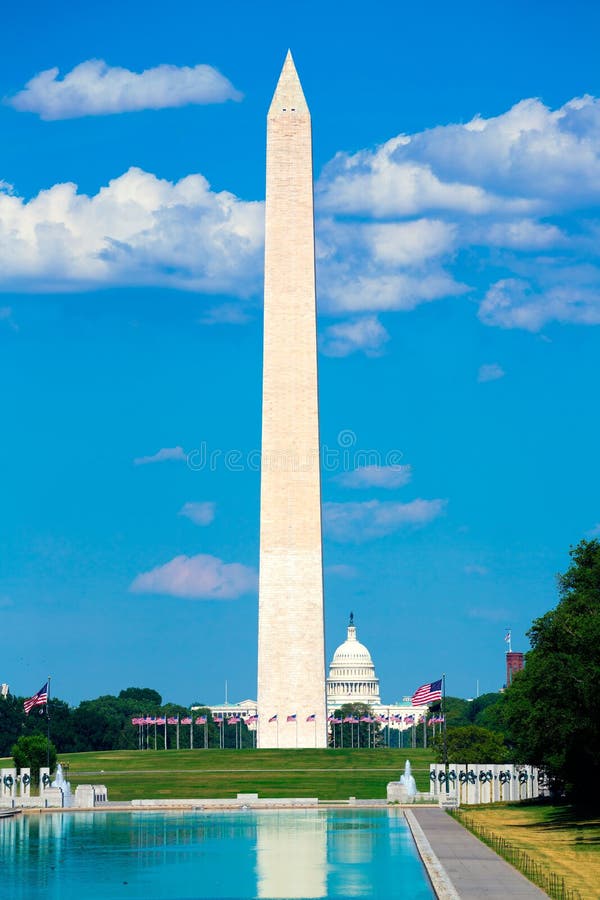 Washington Monument Reflecting Pool in National Mall US Stock Photo ...