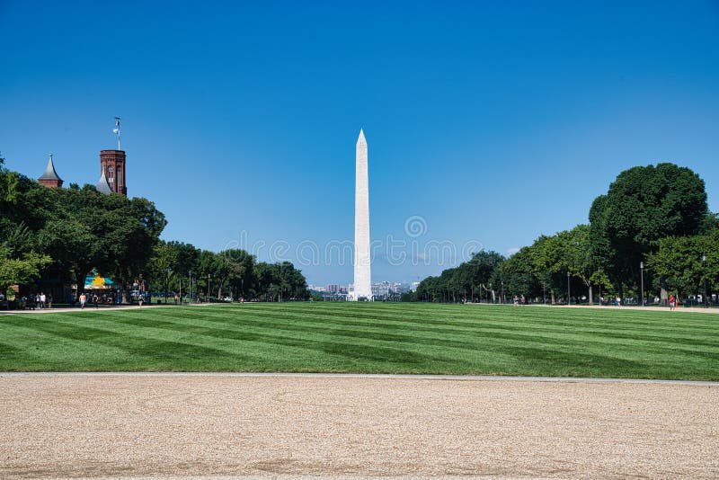 Washington Monument in the Summer Blue Skies Walking Path Stock Image ...
