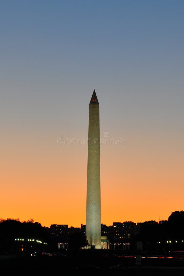 Washington Monument at Sunset Stock Image - Image of cityscape ...