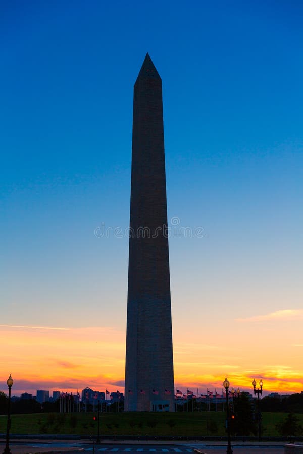 Washington Monument Sunset in DC USA Stock Photo - Image of ...