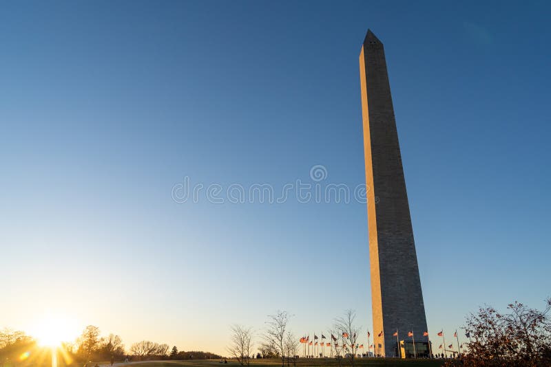 Washington Monument at Sunset, during the Fall Editorial Photo - Image ...